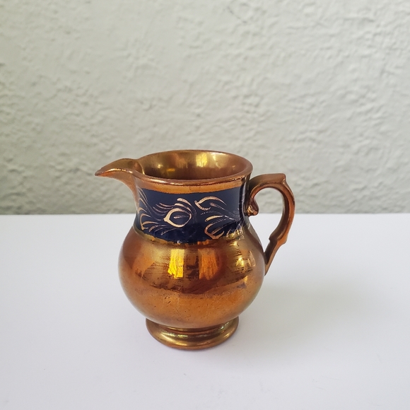 Kitchen | Antique English Copper Luster Blue Leaf Band Pottery Pitcher ...